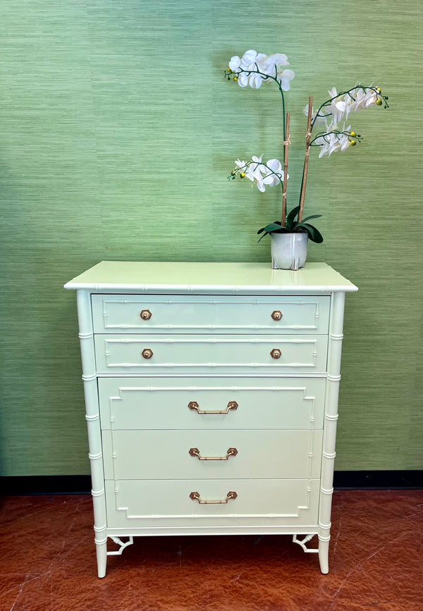Vintage Thomasville Allegro Bamboo Tallboy Chest Lacquered in "Light ...