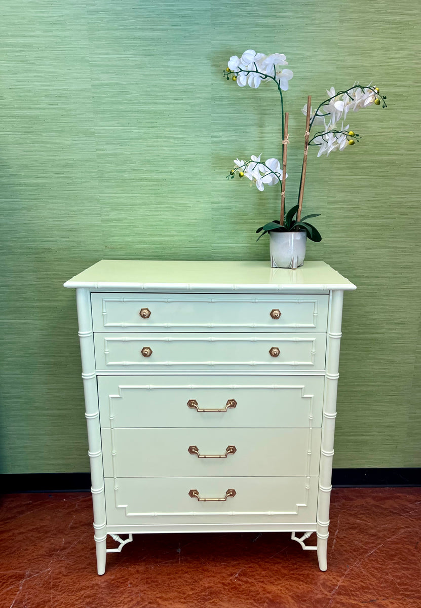 Vintage Thomasville Allegro Bamboo Tallboy Chest Lacquered in "Light ...