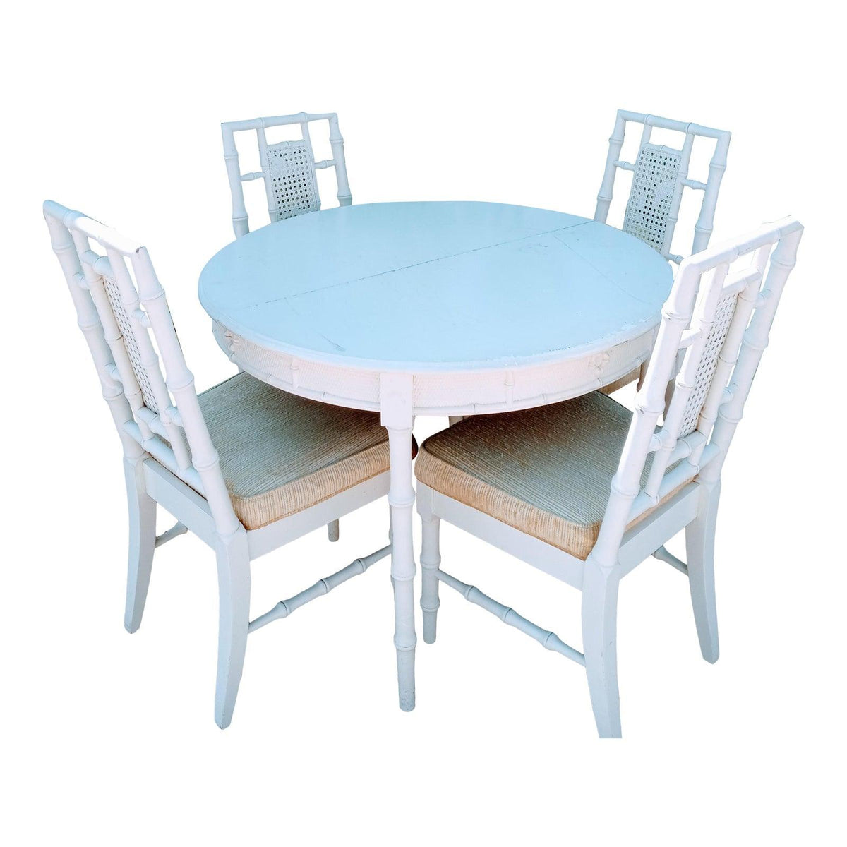 Vintage Omega Chippendale Faux Bamboo 4 Chairs and Round Table Dining ...